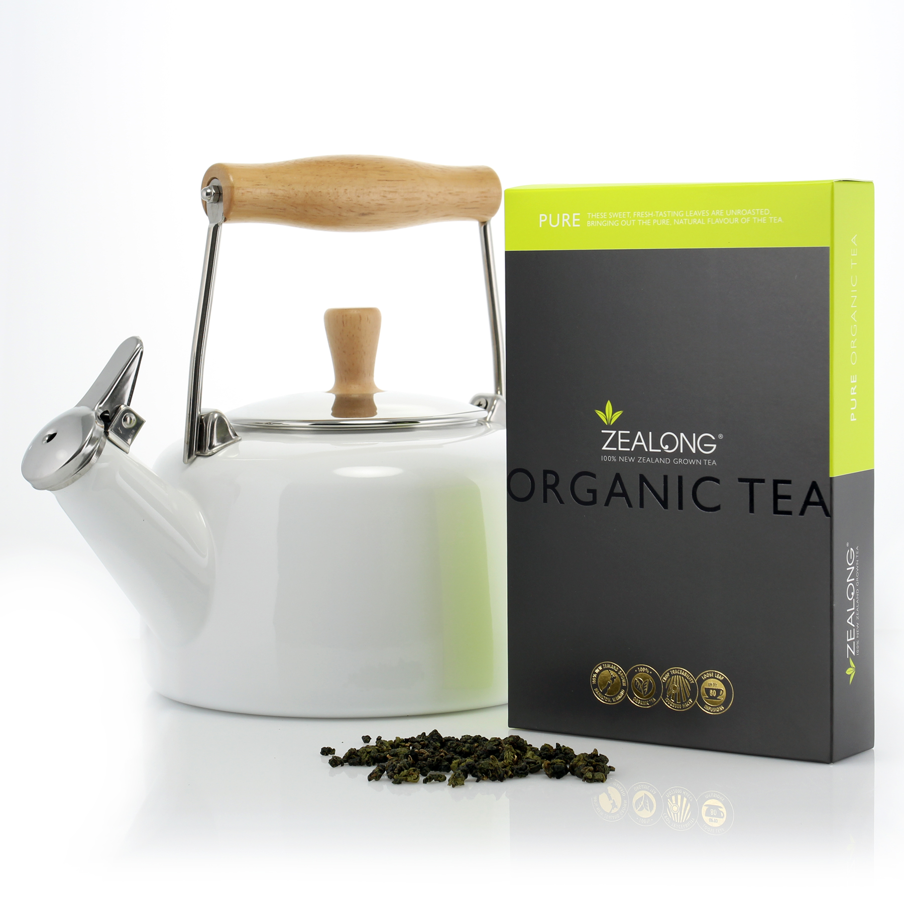 Pure Organic Tea and White Sven Kettle Set - The Kiwi Importer